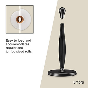 Umbra Tug One-Handed Tear Modern Paper Towel Holder, Black