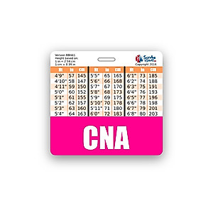 CNA Badge Buddy Horizontal w/Height & Weight Conversion Charts (Pink)
