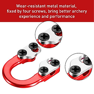 2 Sets Archery D Loop Compound Bow Metal U Nock D Ring Buckle Release Nocking Loop with Screwdrivers for Hunting Installation Accessories (Red)