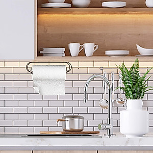 CAXXA Adhesive Under Cabinet Paper Towel Holder Dispenser with Screws for Kitchen Utility Room Laundry Pantry (1, Bronze)