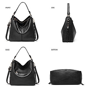 Hobo Bag for Women, Kabanmate Fashion PU Leather Handbag Large Crossbody Tote Shoulder Bag Purse for Ladies Daily Use Black