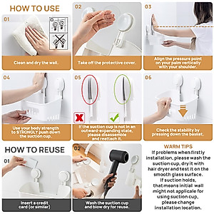 LEVERLOC Shower Caddy Suction Cup 2 Pack, Shower Organizer Removable Bathroom Shelf, Storage Suction Powerful Max Hold 22lbs Bathroom Caddy Waterproof Holder, White