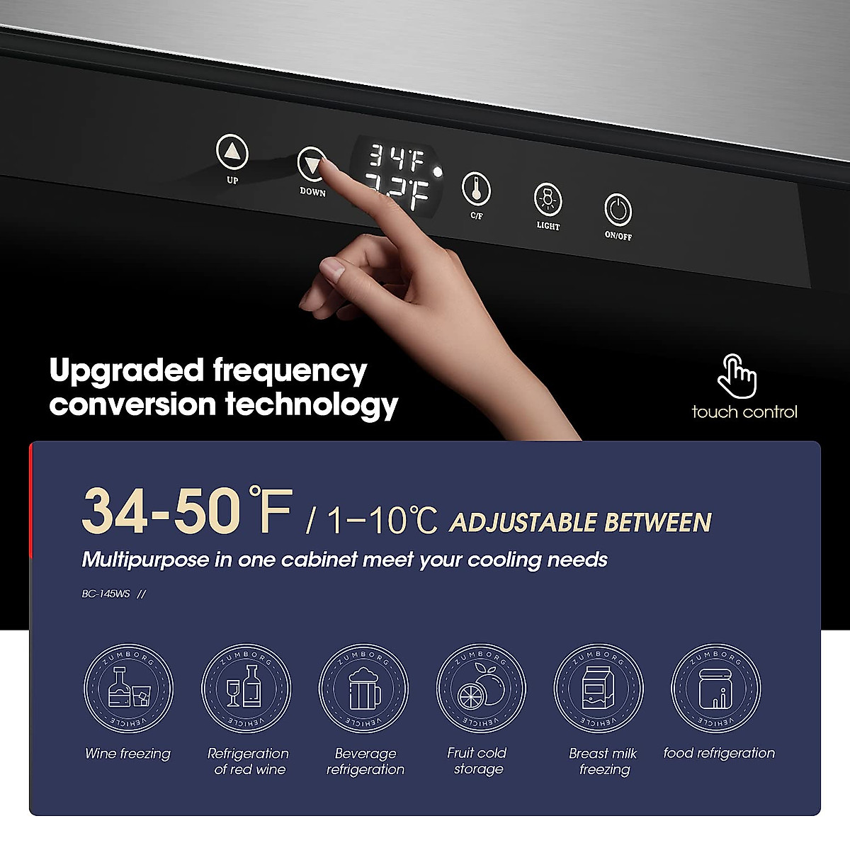 Vesgolden 24/in Beverage Refrigerator Cooler - 180 Can Capacity - Stainless Steal With Built In Mini Fridge and Glass Door. Cool your Soda, Beer, and Beverages to 37F BJ-145WS