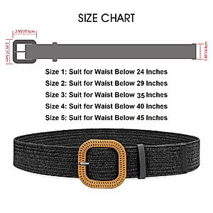 Set of 4 Straw Woven Elastic Stretch Waist Belts for Women, Fashion Boho Ladies Braided Skinny Dress Belt by WHIPPY