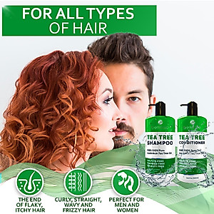 Tea Tree Oil Shampoo and Conditioner Set - Anti Dandruff Treatment for Itchy, Dry Scalps - Ideal for Women and Men with Oily Hair and Scalp Buildup - Sulfate and Paraben Free