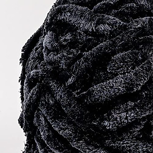 Crafted By Catherine Luxe Velvet Solid Yarn - 2 Pack (98 Yards Each Skein), Black, Gauge 6 Super Bulky