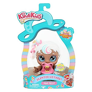 Kindi Kids Scented Sisters 6.5" Doll and 2 Accessories - Mini Mello Includes 1x Baby Doll, 1x Shopkin Rib, 1x Shopkin Dummy