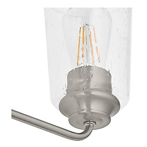 Hampton Bay Evangeline 32.375 in. 4-Light Brushed Nickel Farmhouse Bathroom Vanity Light with Clear Seeded Glass Shades