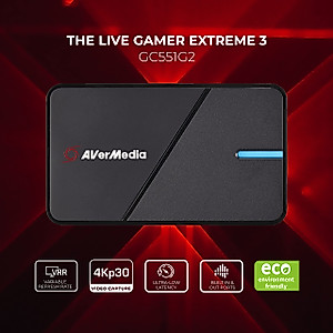 AVerMedia HDMI Capture Card - Gaming, Video Streaming, 4K Capture Card for PS5, Xbox Series X/S, Xbox One, PS4, Nintendo Switch, Windows 11 / Mac Os12, HDR & VRR Support - GC551G2 Live Gamer Extreme 3