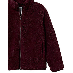 Amazon Essentials Girls' Sherpa Fleece Full-Zip Jacket, Burgundy, X-Small