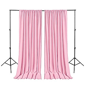 Hiasan Pink Backdrop Curtains for Parties, Polyester Photography Backdrop Drapes for Baby Shower, Wedding Decorations, 5ftx10ft, Set of 2 Panels