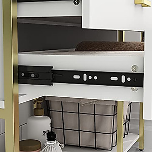 Homsee Extra Tall Clothes Rack, Heavy Duty Closet Garment Rack with Shelves and Drawers, Freestanding Metal Closet Organizer Wardrobe with Hanging Rods for Hanging Clothes, White & Gold