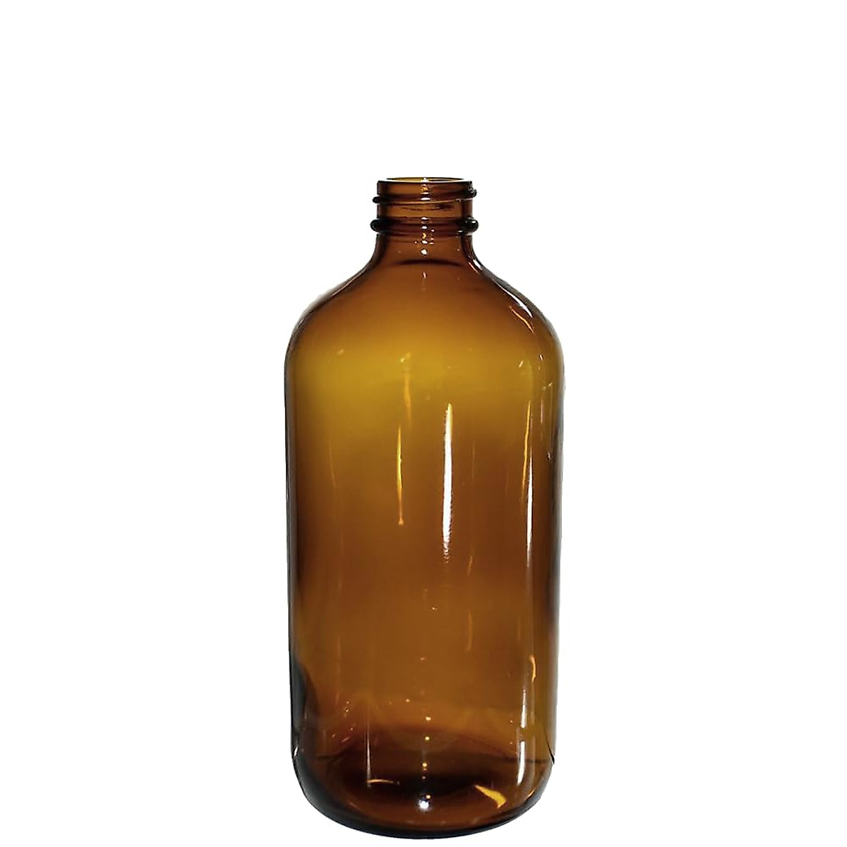 (Pack of 16) 16 oz. Amber Boston Round with Black Poly Cone Cap and 16 Black Trigger Sprayers