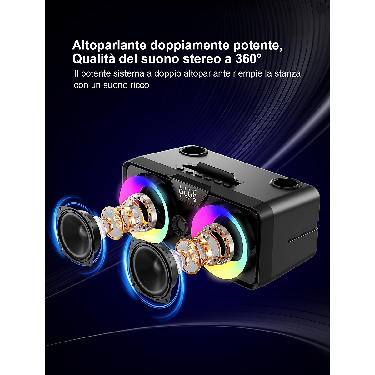 Karaoke Machine for Adults Kids with 2 UHF Wireless Microphones,Portable Bluetooth Singing PA Speaker System with LED Lights for Home Party,Outdoor/Indoor/Wedding,Church,Picnic,Birthday Gifts.