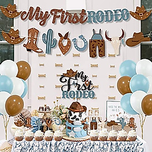 Cowboy Birthday Decorations, My First Rodeo Birthday Party Supplies Boy, My First Rodeo Banner Cake Topper Balloons for Boy Western Birthday Cowboy Baby Shower Cowboy Party Decorations