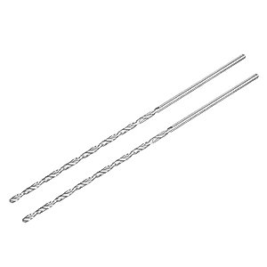 uxcell HSS(High Speed Steel) Extra Long Twist Drill Bits, 3mm Drill Diameter 160mm Length for Hardened Metal Woodwork Plastic Aluminum Alloy 2 Pcs