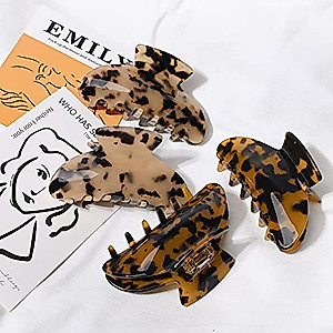 2PCS Hair Claw Banana Clips tortoise Barrettes Celluloid French Design Barrettes celluloid Leopard print Large Fashion Accessories for Women Girls