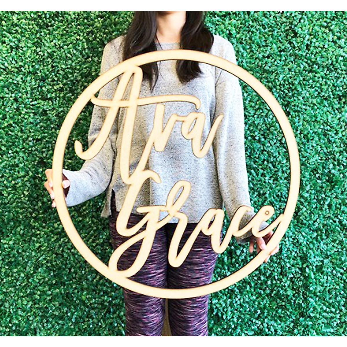 Personalized Wooden Circle Crib Sign – Customize First and Last Name - 3 Sizes: 12, 18, 24 inches wide -Nursery Name Sign, Baby Shower Decor, Birthday Party - Made by Lavender Dots Design