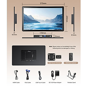 COOLHOOD Touchscreen Monitor 15.6 Inch FHD1920×1080P IPS HDR 60Hz Touch Screen Monitor HDMI VGA DVI Touch Monitor with 10-Point Multi-Touch VESA Monitor with Speakers Touchscreen for Laptop Mini PC