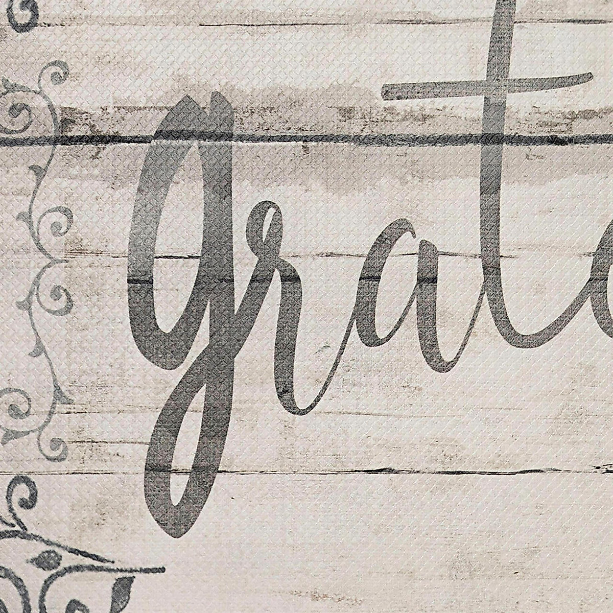 Home Dynamix Cozy Living Grateful Floral Runner Anti-Fatigue Kitchen Mat, Non-Slip Floor Mat, Padded Standing Desk Mat, Grey/Cream, 17.5"x30"