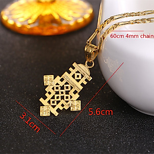 Africa Gold Necklace Ethiopian African Gold Wedding Cross Pendant Jewelry