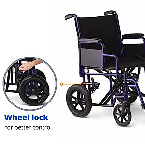 Medline Bariatric Transport Chair, 22" wide