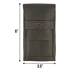 Leather Worx, Double Pen Case Handmade from Full Grain Leather (Dark Jade)