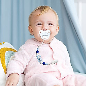 4Pcs Silicone Pacifier Clip for Babies Infant Animal Teething Soothie Toy Panda Dinosaur Elephant Raccoon Pacifier Clip Babies Teethers Clips for Baby Shower Birthday Keepsake Christmas New Year Gift