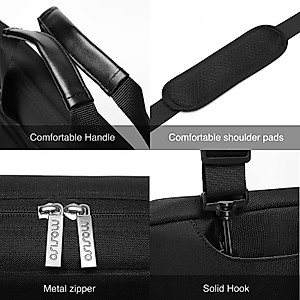 MOSISO 360 Protective Laptop Shoulder Bag Compatible with MacBook Air 15 M2 A2941 2023/Pro 16 2023-2019 A2780 A2485 A2141, 15-15.6 inch Notebook with 2 Same Front Organizer Pockets & Belt, Black