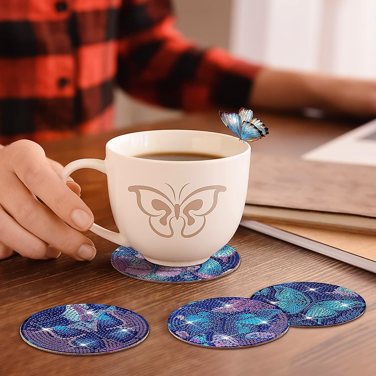 8 Pcs Christmas Christian Bible Verse Diamond Art Coasters Kits with Holder Bible Word Diamond Art Coaster with Cork Bases for Adults Diamond Kits Supplies for Holiday Present