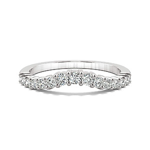 14K White Gold 2.3mm Round Moissanite Curved Graduated Band- size 8 0.39cttw DEW by Charles & Colvard