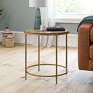 Sauder International Lux Wood and Metal Side Table in Sindoori Mango, Sindoori Mango Finish