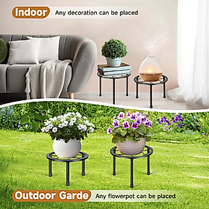 Amaoot 5 Pack Metal Plant Stand, Anti-Rust Iron Plant Stands for Indoor and Outdoor, Heavy Duty Flower Pot Stands for Multiple Plant, Black Potted Plant Holder for Garden Home (5 Pack Black)