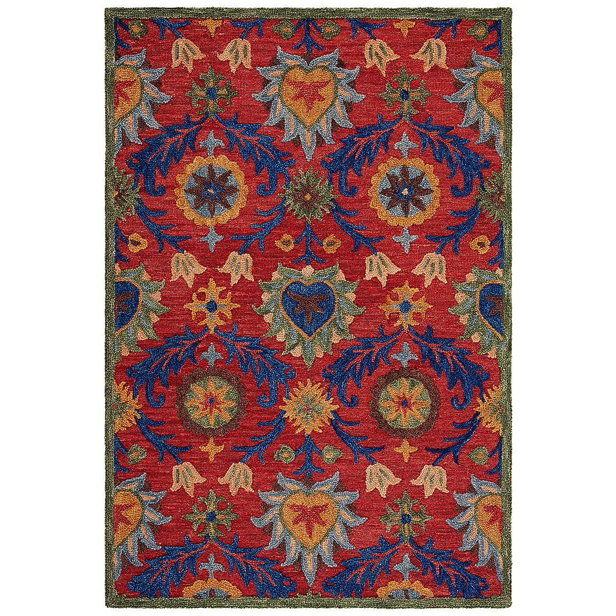 SAFAVIEH Blossom Collection 8' x 10' Red/Blue BLM563Q Handmade Floral Premium Wool Living Room Dining Bedroom Area Rug