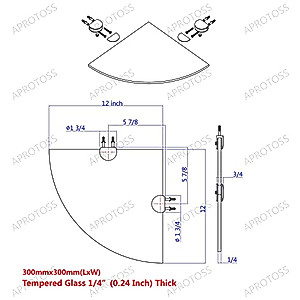 APROTOSS 12-inch Glass Corner Shelf and Glass Shelves for Shower Features Sturdy White Brackets for a Modern Look. Glass Bathroom Shelves Perfect for Displaying Toiletries and Decor