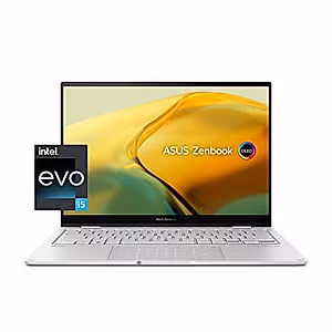 ASUS Zenbook 14 Flip OLED Laptop, 14” OLED Touch Display, Intel Evo Platform, Intel Core i5-1340P CPU, Intel Iris Xe Graphics, 16GB RAM, 512GB SSD, Windows 11 Home, Foggy Silver, UP3404VA-DS54T-S