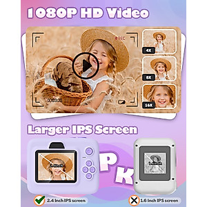 Kids Camera Instant Print, MEETRYE Instant Print Camera for Kids 4-14 Year Old, Christmas Birthday Gifts Digital Camera Toy for 5 6 7 8 9 10 Year Old Girls Boys Toddlers