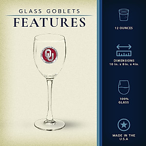 Heritage Pewter Oklahoma Sooners Glass Goblets – Set of 2 | 12 OZ Goblet Wine Glasses | Expertly Crafted Pewter Glass