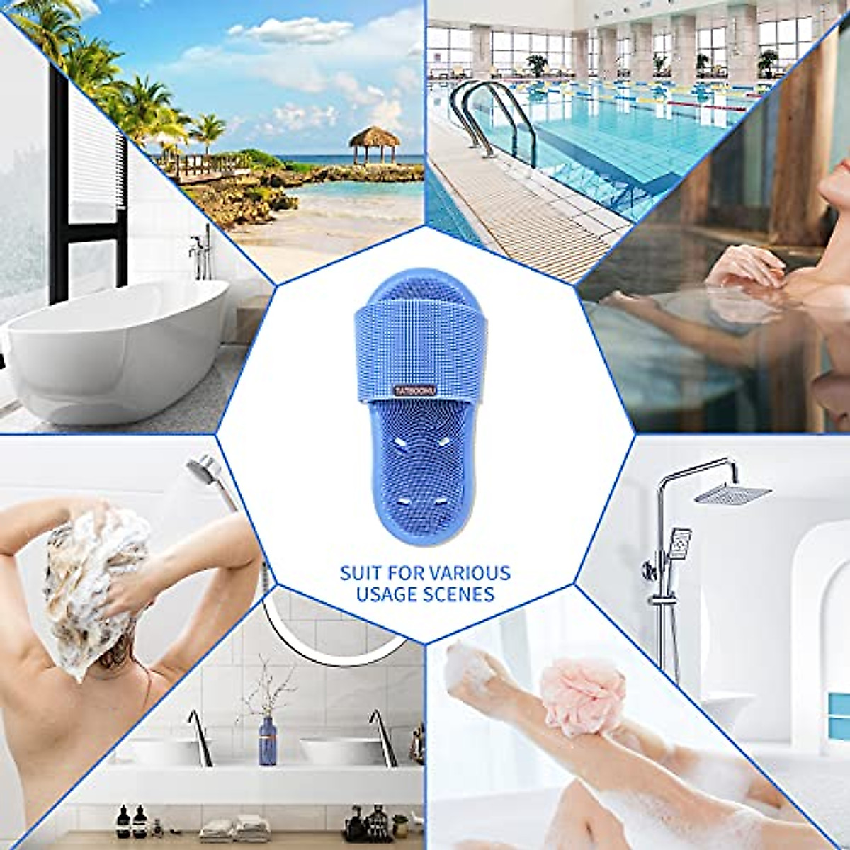 TATBOOMU Shower Foot Scrubber,Soft Silicone Bristles with Non-Slip Suction Cups - Cleans,Smooths,Exfoliates & Massages Your Feet Without Bending,Improve Circulation & Soothes Tired Feet (1PCS Blue)