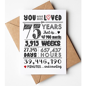 Katie Doodle 75th Birthday Card - Super Cute 75th Birthday Gifts for Women, 75th Birthday Gifts for Men, 75th Birthday Decorations Women, 75th Birthday Decorations for Men - Includes Card & Envelope