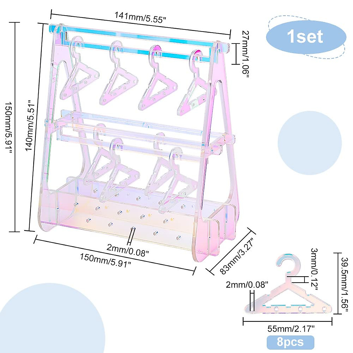 PH PandaHall Acrylic Earring Holder, Coat Hanger Jewelry Display 52 Holes Dangle Earring Hanging Organizer Acrylic Ear Studs Display Rack for Retail Show Personal Exhibition, 5.5x3.2x5.9inch