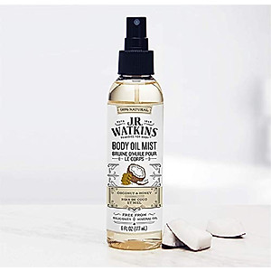 JR Watkins Natural Hydrating Body Oil Mist, Coconut Milk & Honey, Moisturizing Body Oil Spray for Glowing Skin, USA Made and Cruelty Free, 6 fl oz