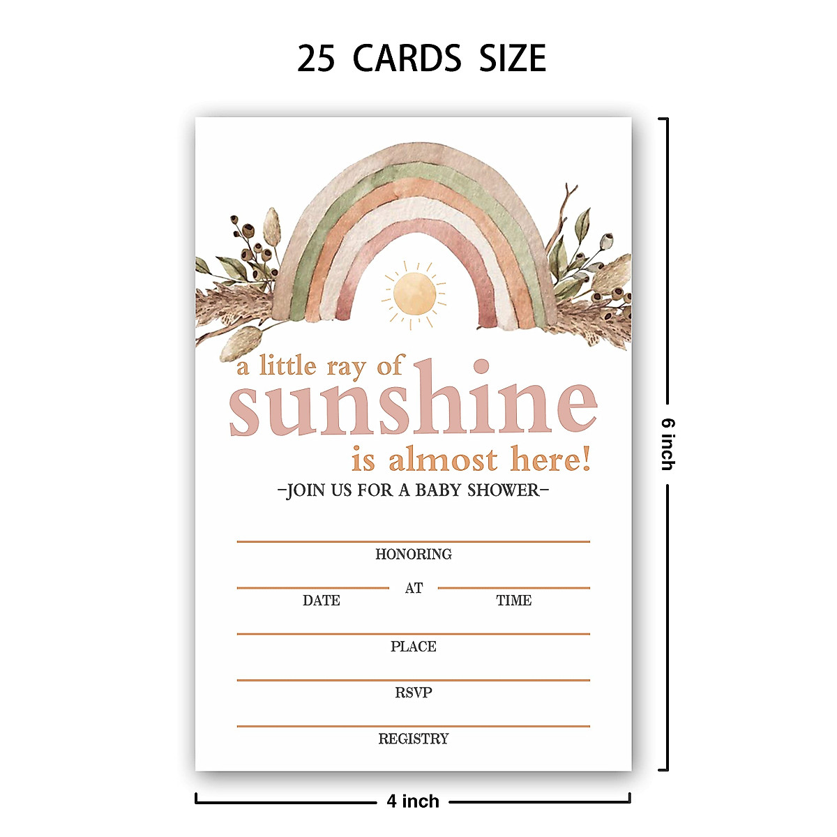 Rainbow Baby Shower Invitation Set, Books For Baby, Thank You, Diaper Raffle, Rainbow Fill In Invites Cards, Each Design 25 Cards & Envelopes (Total 100 Cards) – (bb001-taozhuang)