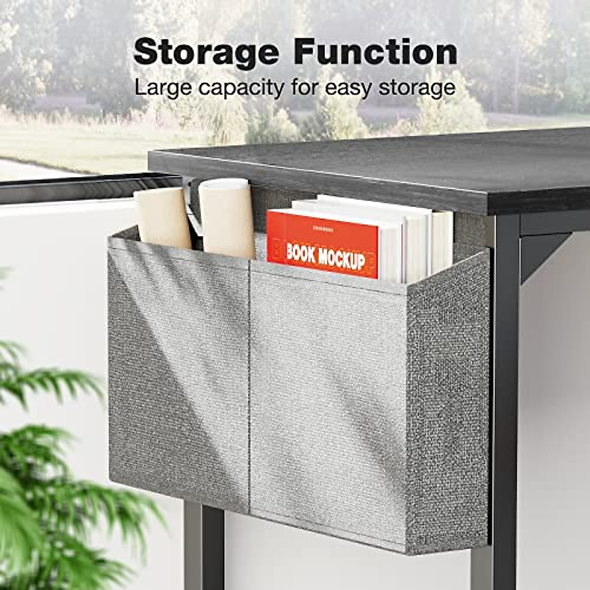 OLIXIS Computer Small Desk 32 Inch Home Office Writing Study Work Storage Bag Headphone Hooks Simple Modern Wood Kids Student Table