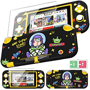 oqpa for Nintendo Switch Lite 2019 Case for Girls Boys Kids PC Cute Kawaii Fun Cartoon Design Cool Slim Protective Cases Hard Shell Cover with Screen Protector Glass for Switch Lite,Buzz