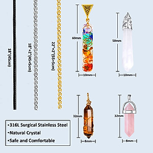 Paffartt 8Pcs Crystal Necklace for Women Men Healing Energy Crystal Pendant Gemstones Necklace Red Agate Amethyst Carnelian Crystal Necklaces Natural Quartz Jewelry