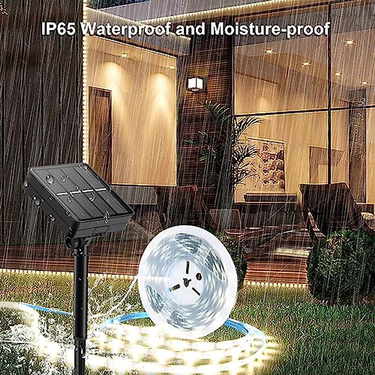 YTDRGB Solar LED Strip Lights - 19.6FT 180 LED Solar Powered LED Strip Lights, 8 Lighting Mode Auto On/Off Solar LED Strip Lights Outdoor Waterproof for Decoration