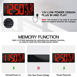 [Oversized] 18" Large Digital Wall Clock with Remote Control, Auto-Dimming Digital Clock Large Display with Date/Temp/Week, DST, Alarm, 5.9”Jumbo Numbers Large Digital Clock for All Large Spaces Use