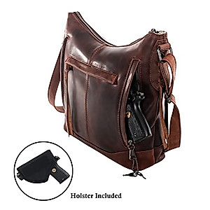 Locking Concealed Carry Purse Blake Leather Crossbody for Large-Frame Handgun (Dark Mahogany)
