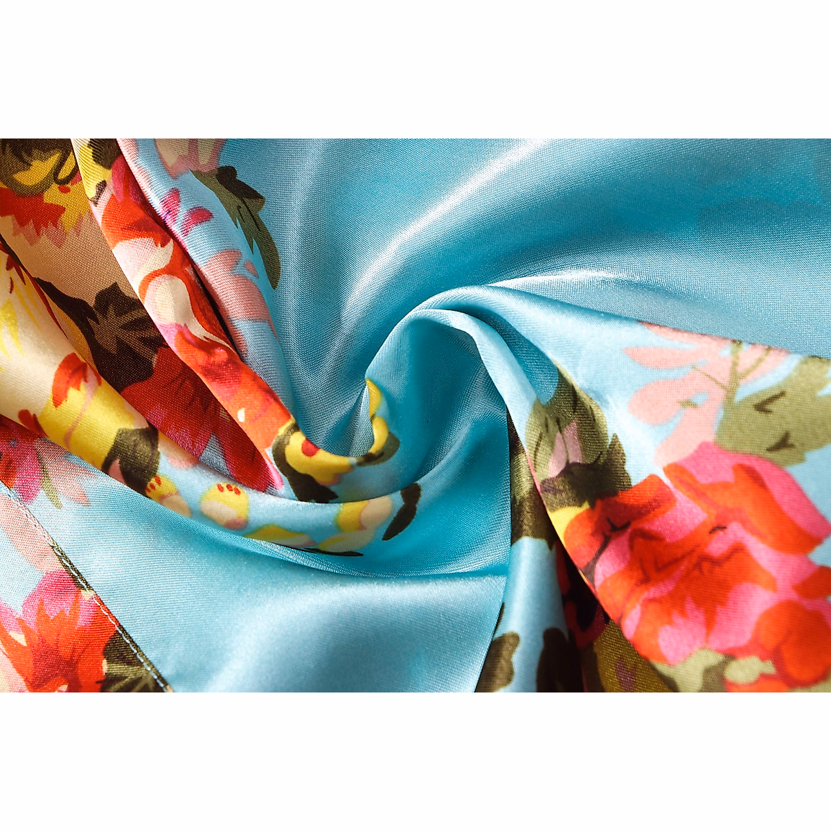 ABC-STAR Women's Floral Kimono Robes Short Satin Bathrobe Silky Sleepwear Dressing Gown for Wedding Getting Ready